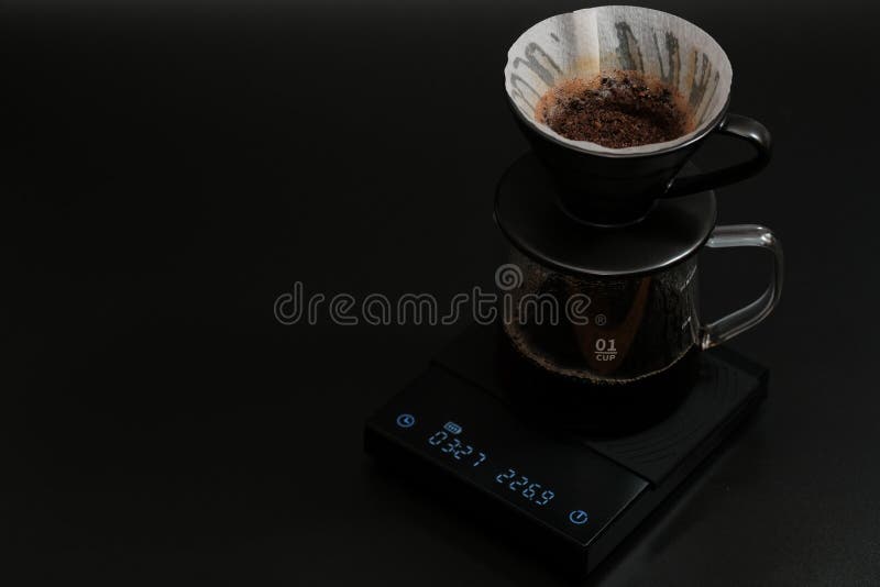 Hand Driper of Prepare Drip Coffee on Digital Scale Stock Photo - Image ...