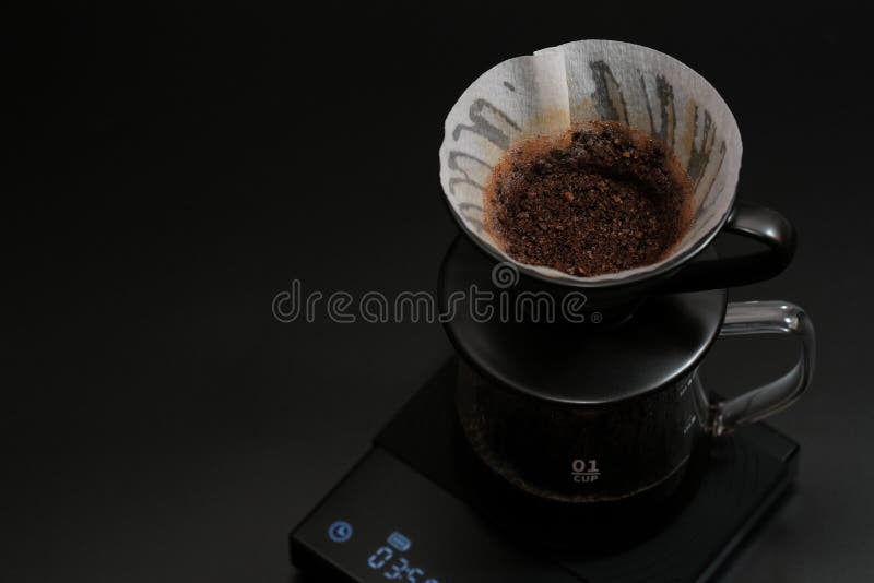 Hand Driper of Prepare Drip Coffee on Digital Scale Stock Image - Image ...