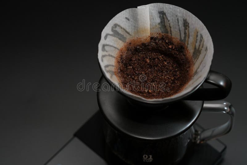 Hand Driper of Prepare Drip Coffee on Digital Scale Stock Photo - Image ...