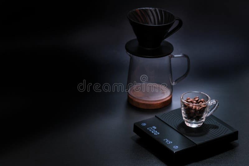 Hand Driper of Prepare Drip Coffee on Digital Scale Stock Photo - Image ...