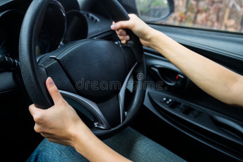 Hand driving car. stock image. Image of happy, pretty - 69447375