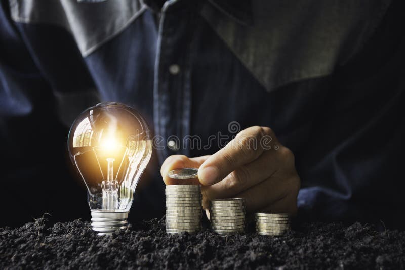 Hand Drop a Coin with Money Coin Stack Growing for Business. Financial ...