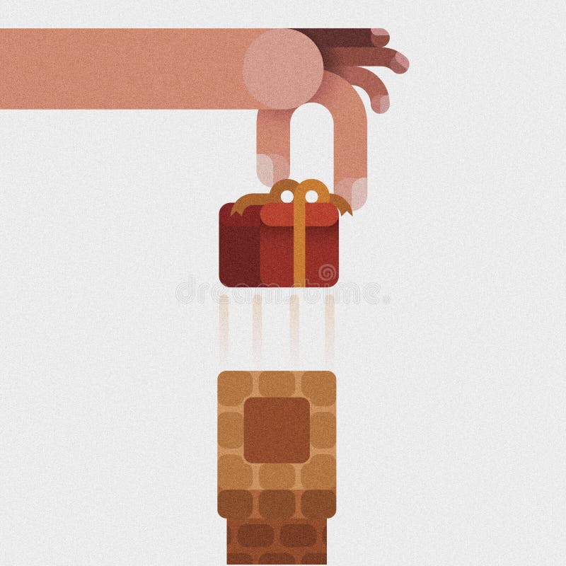 Hand Drop Gift in the Flue by Christmas Concept Stock Illustration ...