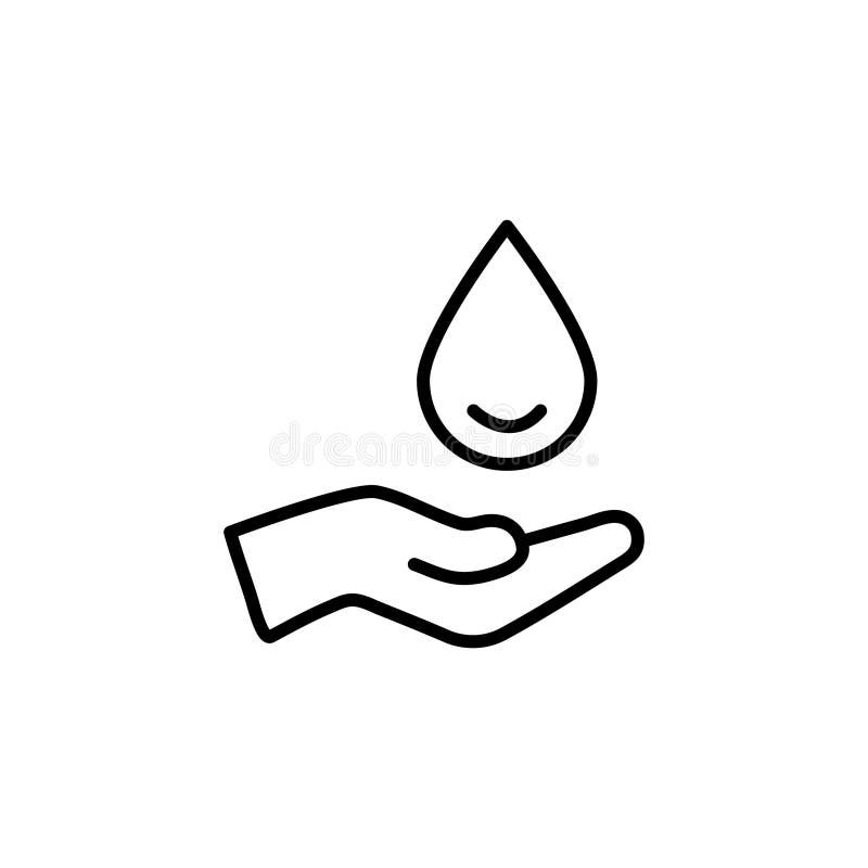 Hand with Drop of Water in Sketch Style, Vector Illustration Stock ...