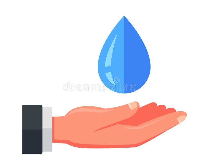 Hand with a Drop. To Wash Hands Stock Vector - Illustration of water ...