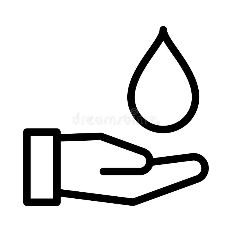 Hand with Drop of Water in Sketch Style, Vector Illustration Stock ...