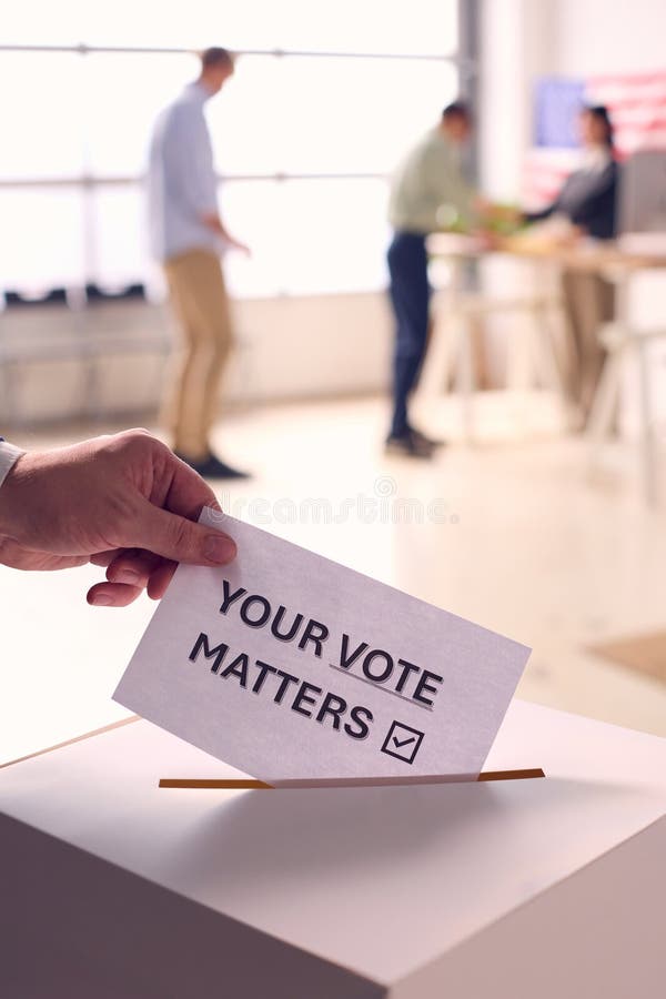 Hand Dropping Ballot into Voting Box Stock Image - Image of absentee ...