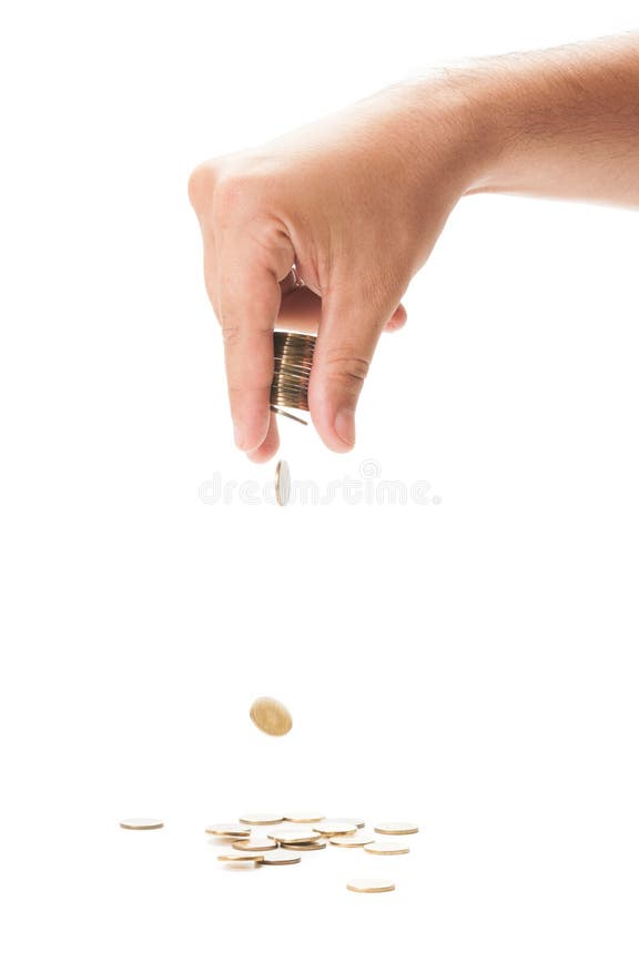 Hand Dropping a Bunch of Coins Stock Photo - Image of dropping, concept ...