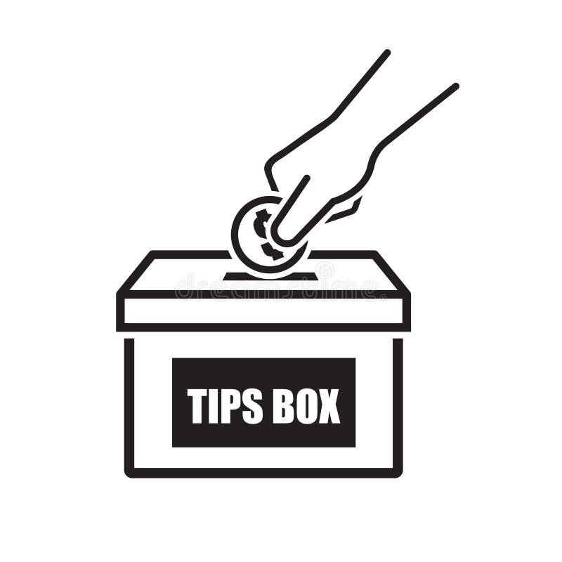 Hand Dropping a Coin into Tips Box. Stock Illustration - Illustration ...