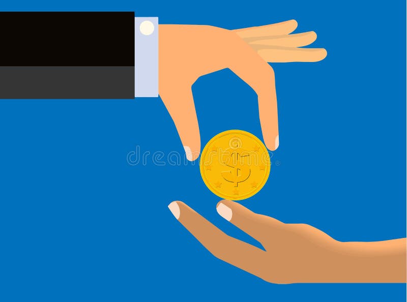 Hand Dropping a Coin To the Hand of Another Person Stock Vector ...
