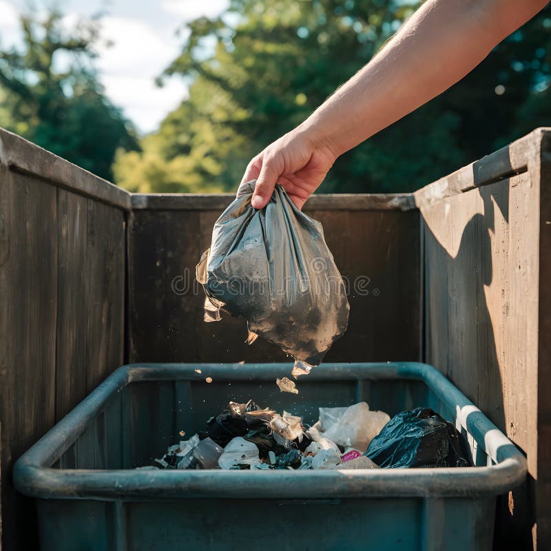 Hand Drops Garbage into Dirty Container, Promoting Environmental ...