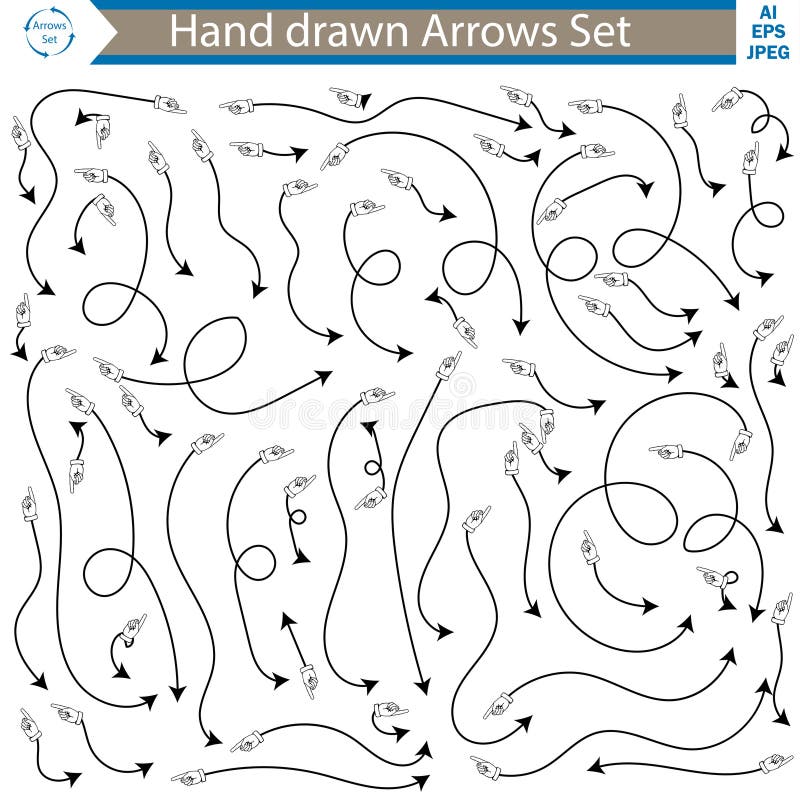 Hand Drown Doodle Decorative Arrow Collection Stock Vector ...