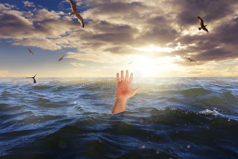 Hand of Drowning Man in Sea Asking for Help Stock Image - Image of hand ...