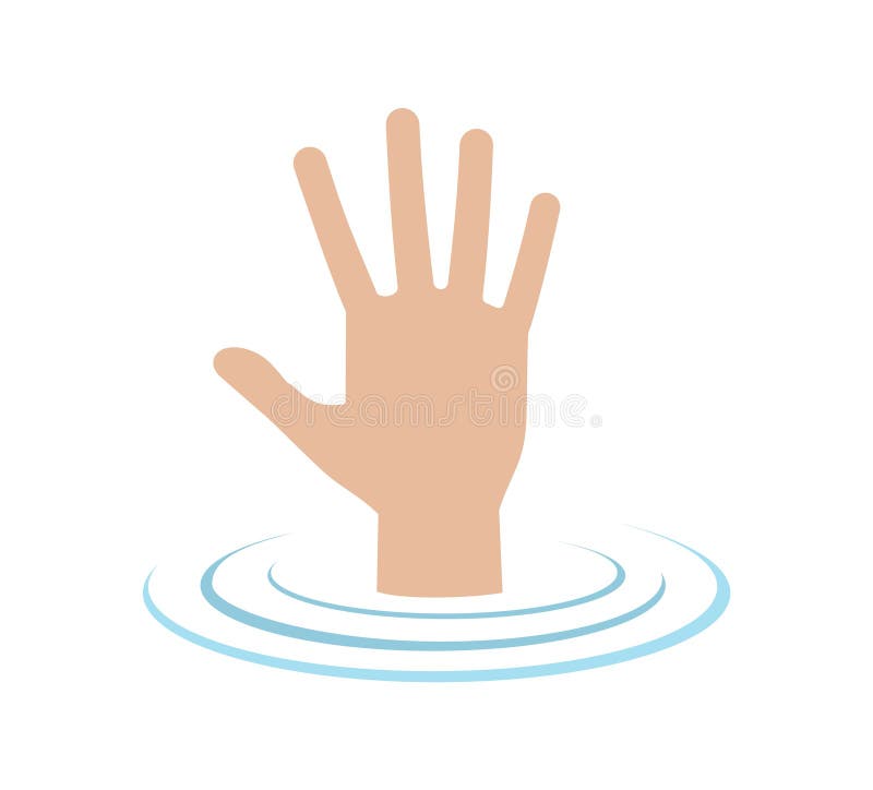 Hand drowning in water stock vector. Illustration of draw - 156201187
