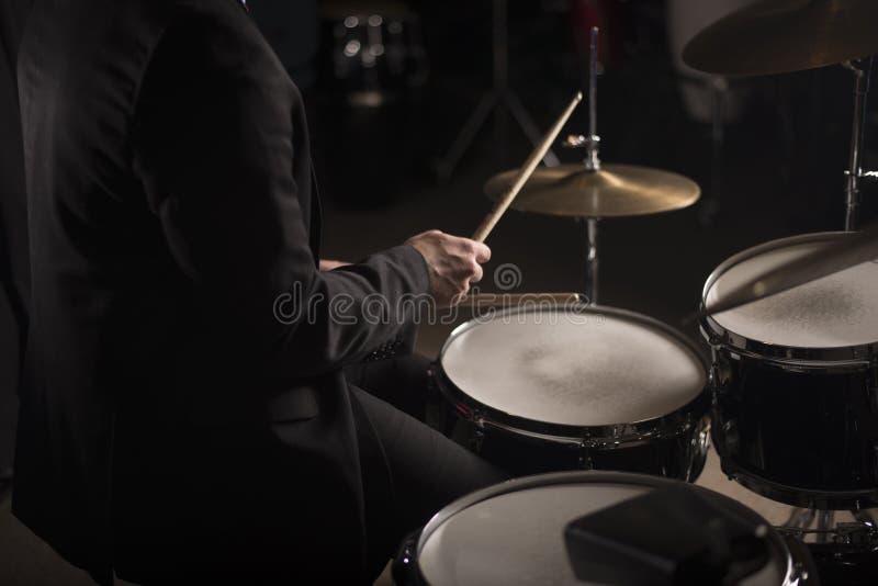 Hand of Drummer in Dark Lighting Stock Image - Image of recital ...