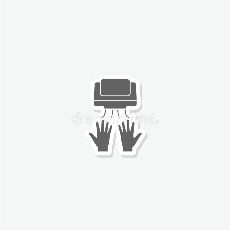 Hand Dryer Icon Sticker Isolated on Gray Background Stock Vector ...