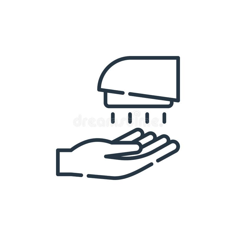 Hand Dryer Icon Vector from Hygiene Routine Concept. Thin Line ...