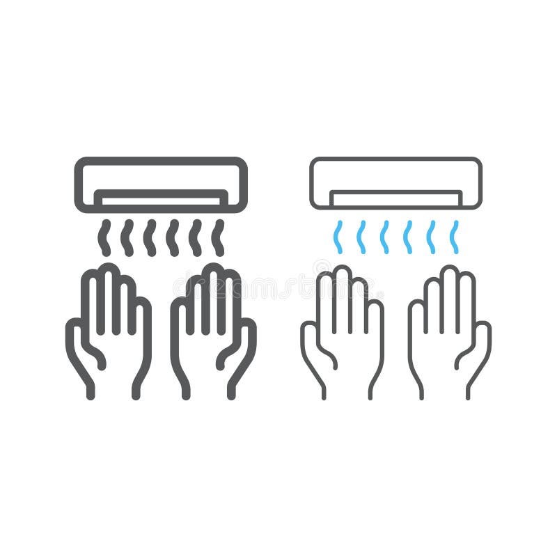 Hand Dryer Thin Line Icon, Wash and Hygiene, Warm Sign, Vector Graphics ...