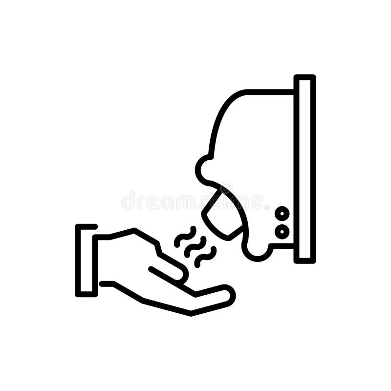 Hand Dryer Outline Icon, Bathroom Equipment Illustration. Stock Vector ...