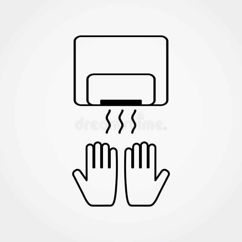 Hand Dryer Black Line Icon. Equipment in a Public Place Stock ...