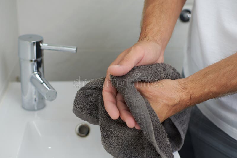 Man Drying Hands Hand Towel Stock Photos - Free & Royalty-Free Stock ...
