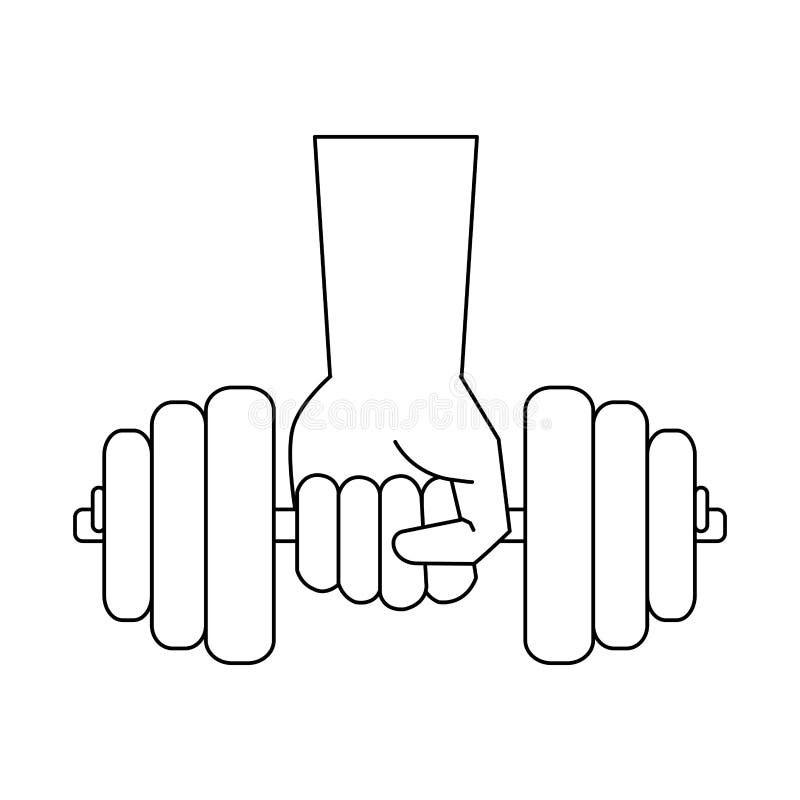 Hand with dumbbell stock vector. Illustration of body - 109965181