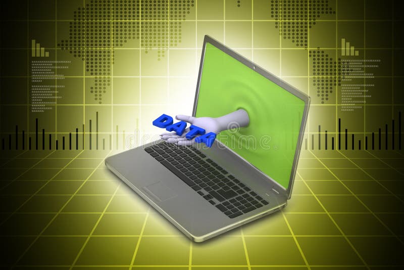 Hand Durch Den Laptop, Der Daten Zeigt Stockbild - Bild von marketing ...