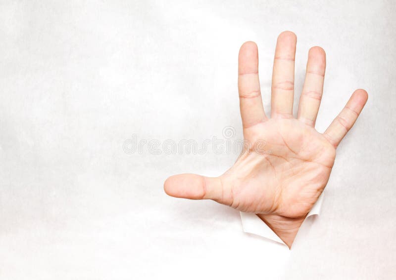 Hand Durch Ein Loch Im Papier Stockbild - Bild von hand, angriff: 30884735