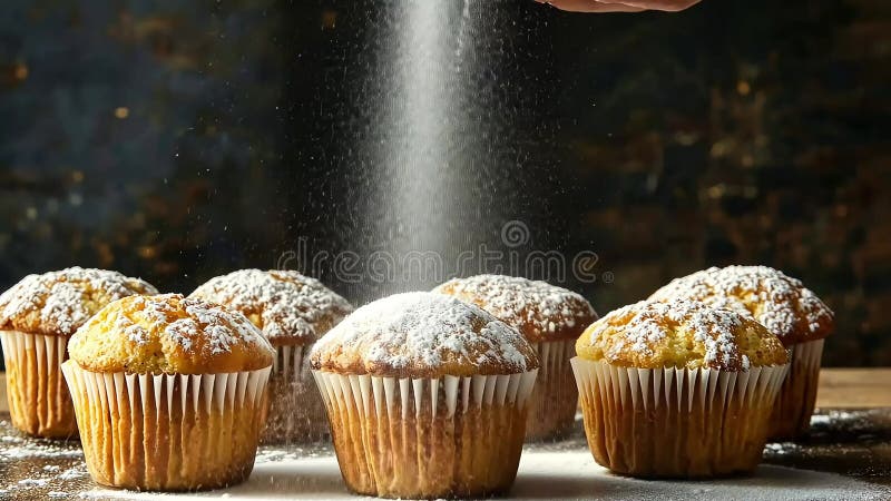 Hand Dusting Cupcakes with Powdered Sugar Stock Footage - Video of ...