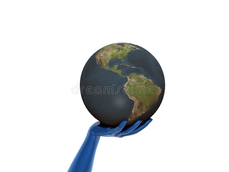 Hand with Earth 3D stock illustration. Illustration of atlas - 13320948