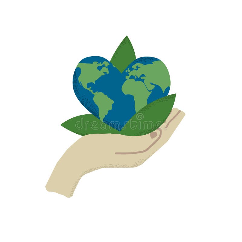 Hand with Earth Illustration Stock Vector - Illustration of heart ...