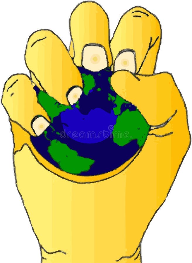Hand with Earth Stress Ball. Stock Vector - Illustration of work ...