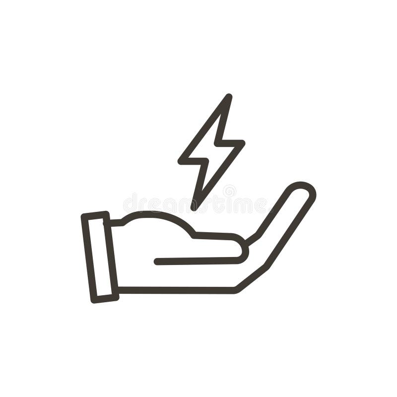 Hand and Electricity Vector Thin Line Outline Icon Illustration. Image ...