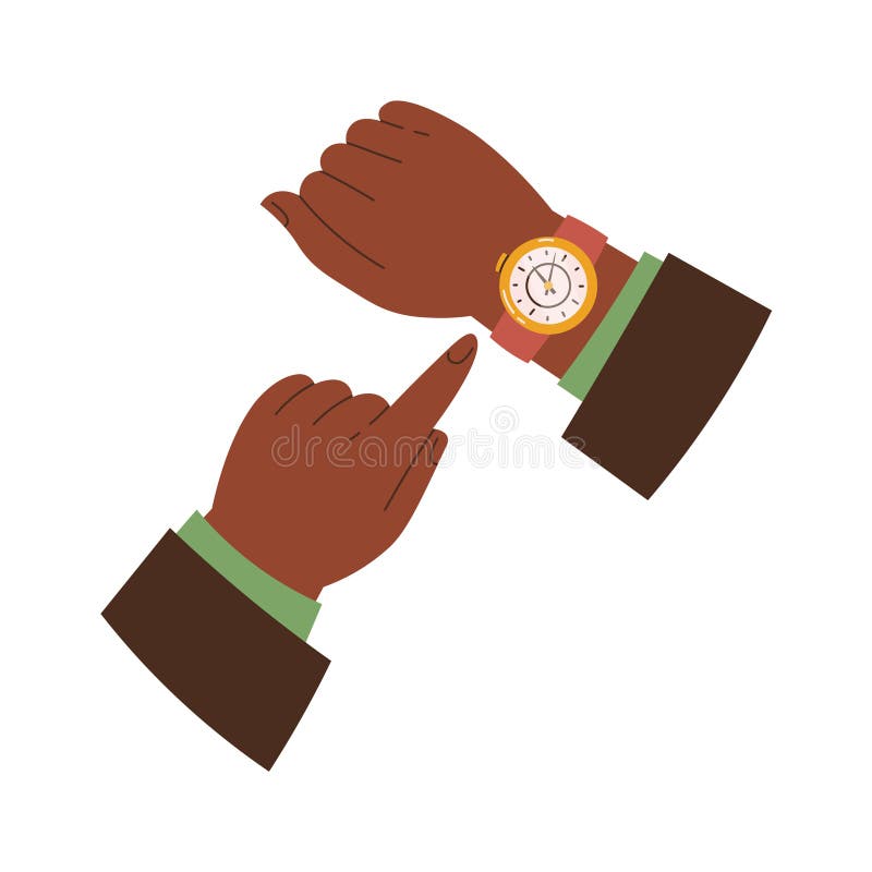 Hand with Elegant Wrist Watch Flat Icon Stock Vector - Illustration of ...