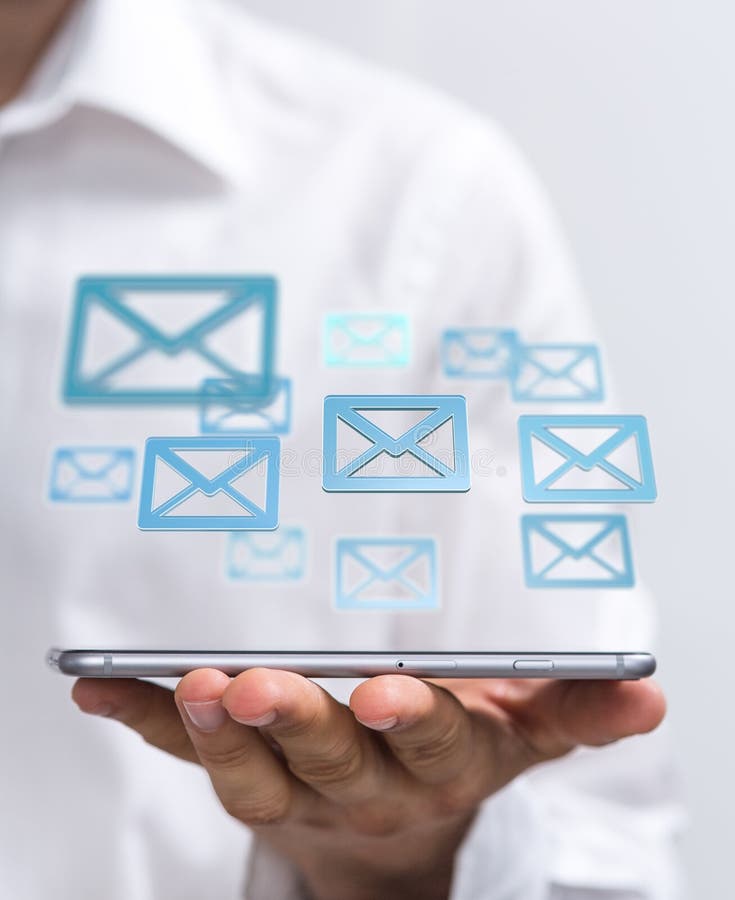 A Hand with an Email Icon 3d Stock Photo - Image of wide, screen: 177534866