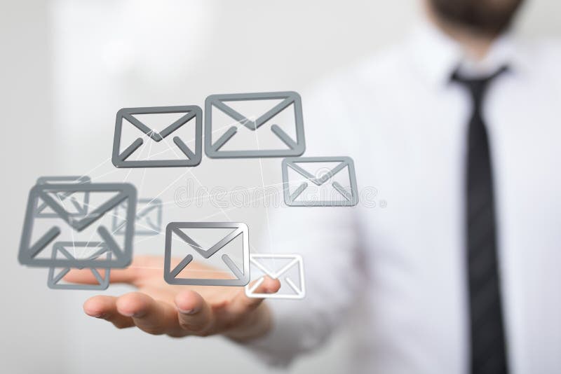 A Hand with an Email Icon 3d Stock Image - Image of phone, wood: 177534945