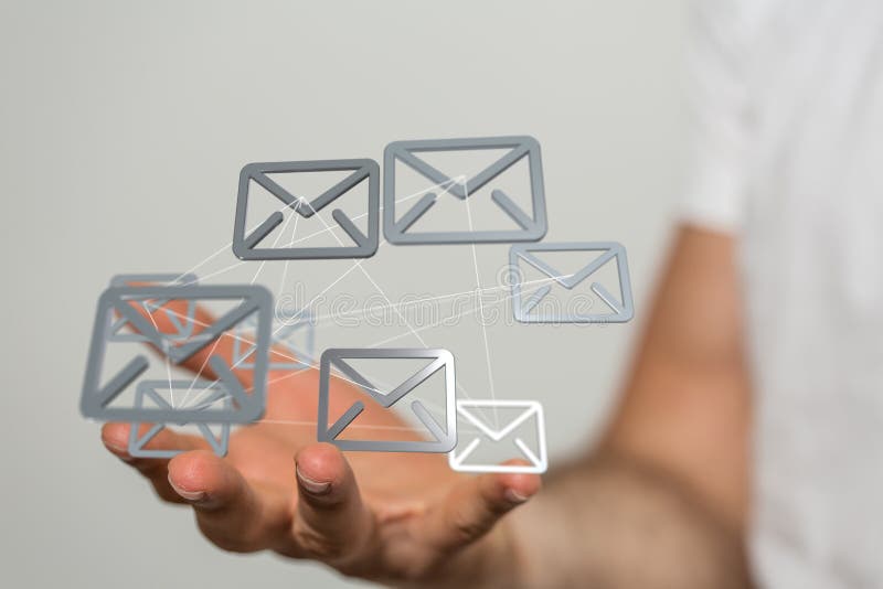 A Hand with an Email Icon 3d Stock Photo - Image of mail, delivering ...
