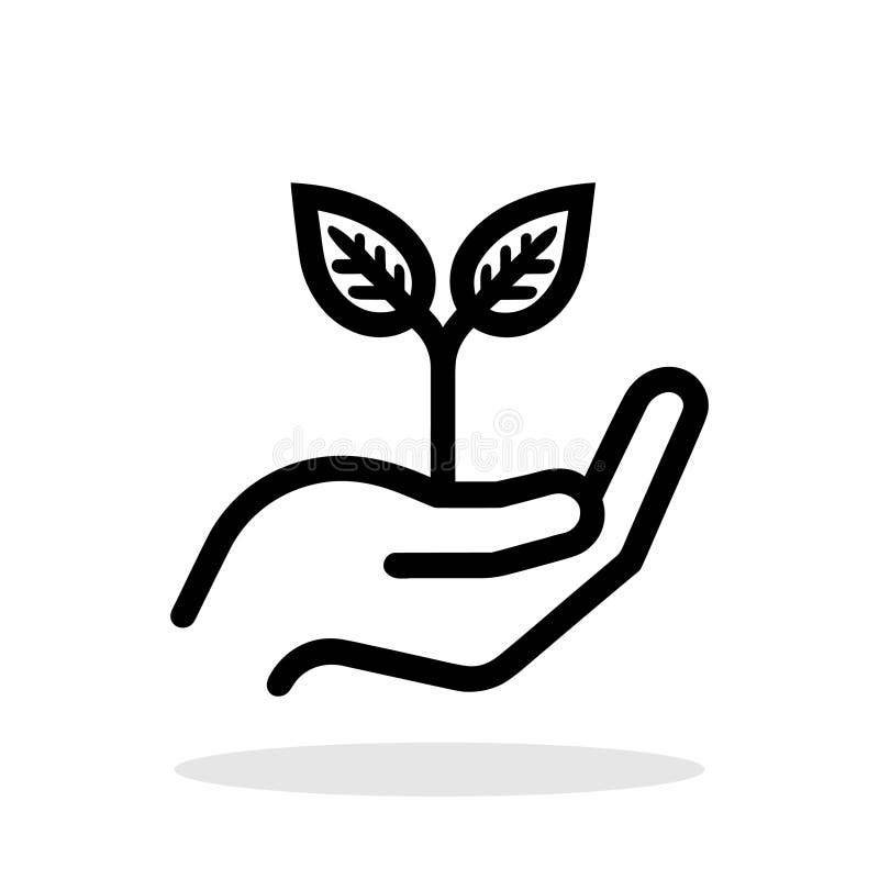 Hand Embracing Leaf Icon Isolated. Hand Protecting a Leaf Stock Vector ...
