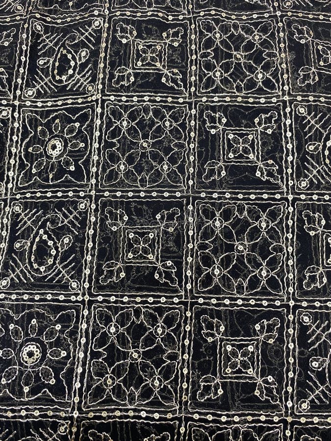 Hand Embroidered with Sequence Geometric Traditional Embroidery on ...