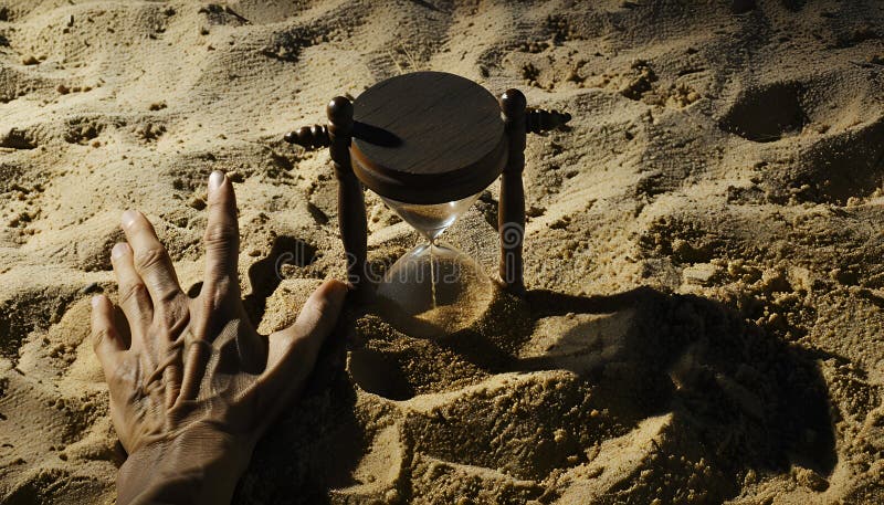 Hand Emerging from the Sand Inside an Hourglass, Concept of Time Stock Photo - Image of death ...