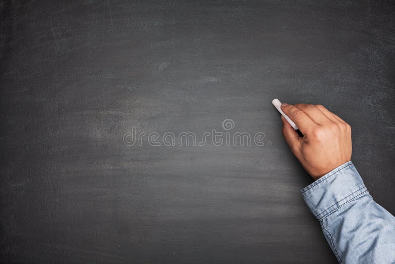 Hand on Empty Blackboard stock photo. Image of front - 44159016