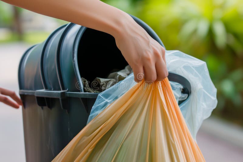 Hand Emptying a Dustbin into a Garbage Bag Stock Photo - Image of trash ...
