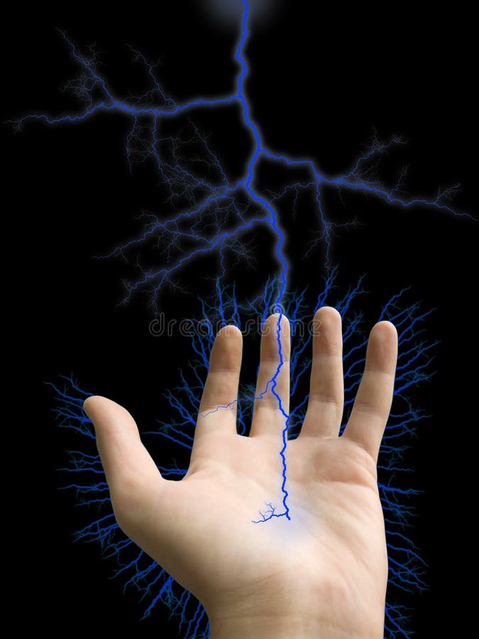 Hand en bliksem stock foto. Image of vervorming, goden - 1383168