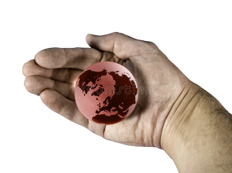 Hand enclosing red globe stock photo. Image of cloud, hold - 4346842