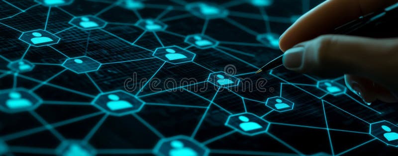 A Hand Engages with a Digital Interface, Emphasizing Network ...