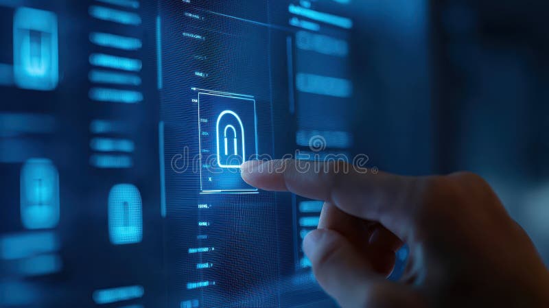 Hand Engaging with Interactive Screen Element, Closeup of Digital ...