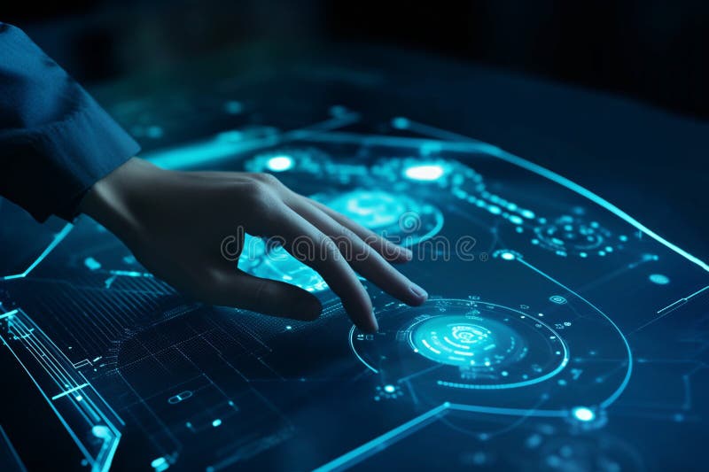 Hand Engaging with Technological Touch Interface Stock Illustration ...