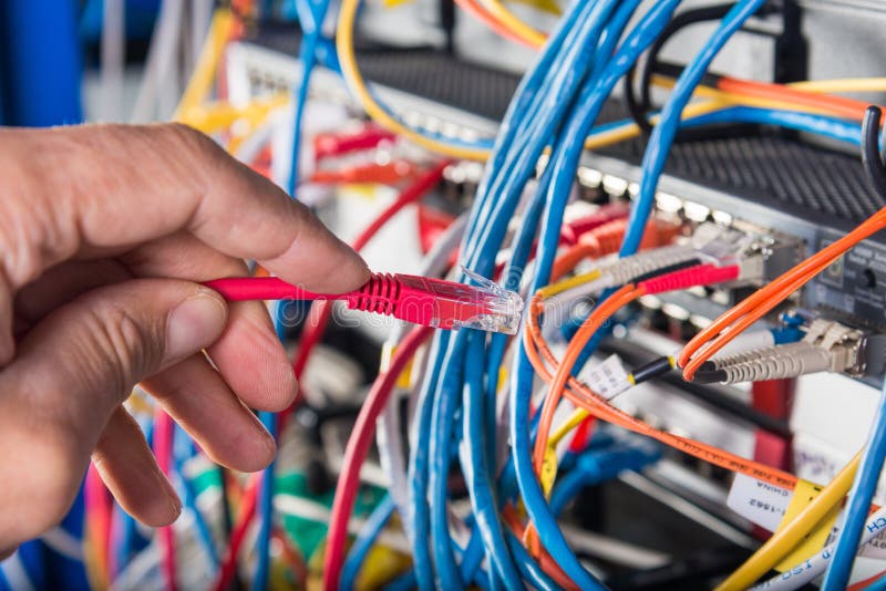 Hand with Red Ethernet Cable Stock Image - Image of ethernet, plugging ...