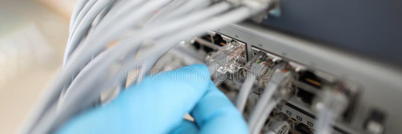 Hand of it Engineer Technician with Lot of Internet Network Cable in ...