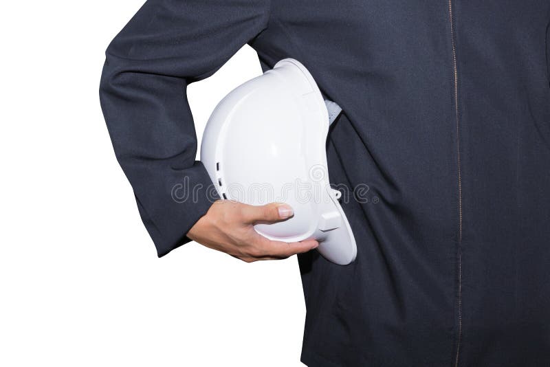 Hand of Engineering Worker Holding White Safety Helmet Plastic. in ...